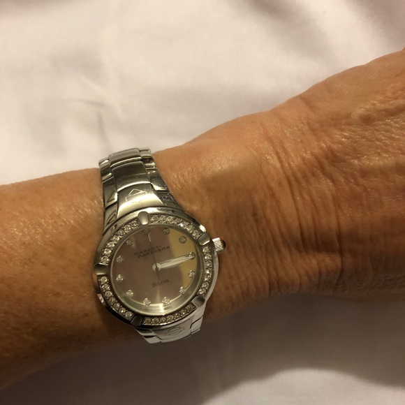 Bulova | Jewelry | Bulova Womens Harley Davidson Watch With Rhinestone ...